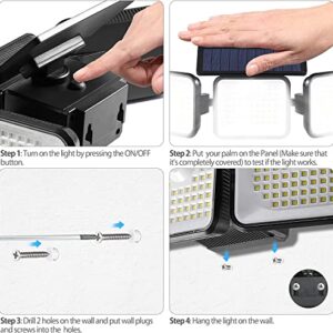 BATCELS Solar Outdoor Lights, 2 Packs 180 LED 3000LM Solar Motion Sensor Light Outdoor, IP65 Waterproof Luces Solares para Exteriores with 3 Adjutable Head Wide Angle for Outside Garage Yard Patio