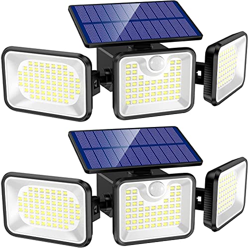 BATCELS Solar Outdoor Lights, 2 Packs 180 LED 3000LM Solar Motion Sensor Light Outdoor, IP65 Waterproof Luces Solares para Exteriores with 3 Adjutable Head Wide Angle for Outside Garage Yard Patio