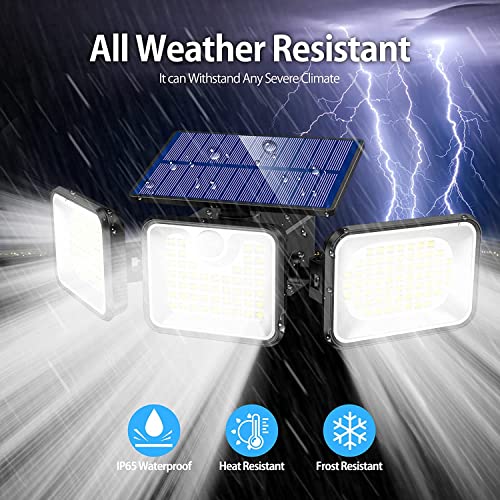 BATCELS Solar Outdoor Lights, 2 Packs 180 LED 3000LM Solar Motion Sensor Light Outdoor, IP65 Waterproof Luces Solares para Exteriores with 3 Adjutable Head Wide Angle for Outside Garage Yard Patio