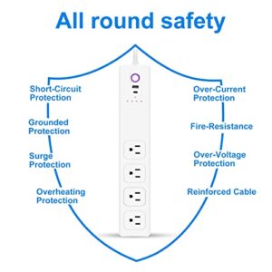 Surge Protector Power Strip, USB Power Strip, 4 Wide AC Outlets 4 USB, Overload Protection, PD65WUSB-C Power Strip with 5ft Extension Cord, 1700J, Home Office Desktop Charging Station ETL Certified