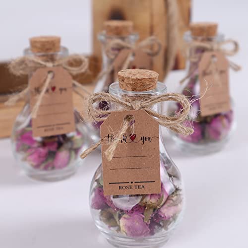 Pack of 10 Tea Party Favors Bulk, Personalized Rustic Wedding Favors for Guest, Glass Tea Jar Thank You Gifts for Your Guest (Rose Tea)