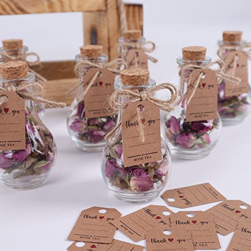 Pack of 10 Tea Party Favors Bulk, Personalized Rustic Wedding Favors for Guest, Glass Tea Jar Thank You Gifts for Your Guest (Rose Tea)