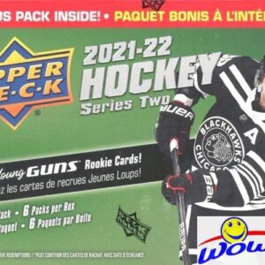 2021/22 Upper Deck Series 2 Hockey HUGE EXCLUSIVE Factory Sealed Blaster Box with YOUNG GUN ROOKIE Card! Look for 50 NEW Young Gun Rookies Including Lucas Raymond, Moritz Seider & Many More! WOWZZER!