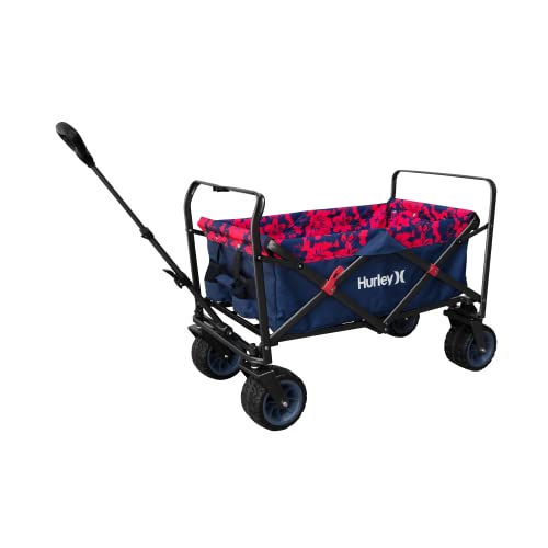 Hurley Beach & Gear Collapsible Wagon Cart, 30.25"x21.75"x31.25", Knockout, Navy