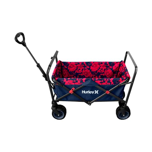 Hurley Beach & Gear Collapsible Wagon Cart, 30.25"x21.75"x31.25", Knockout, Navy