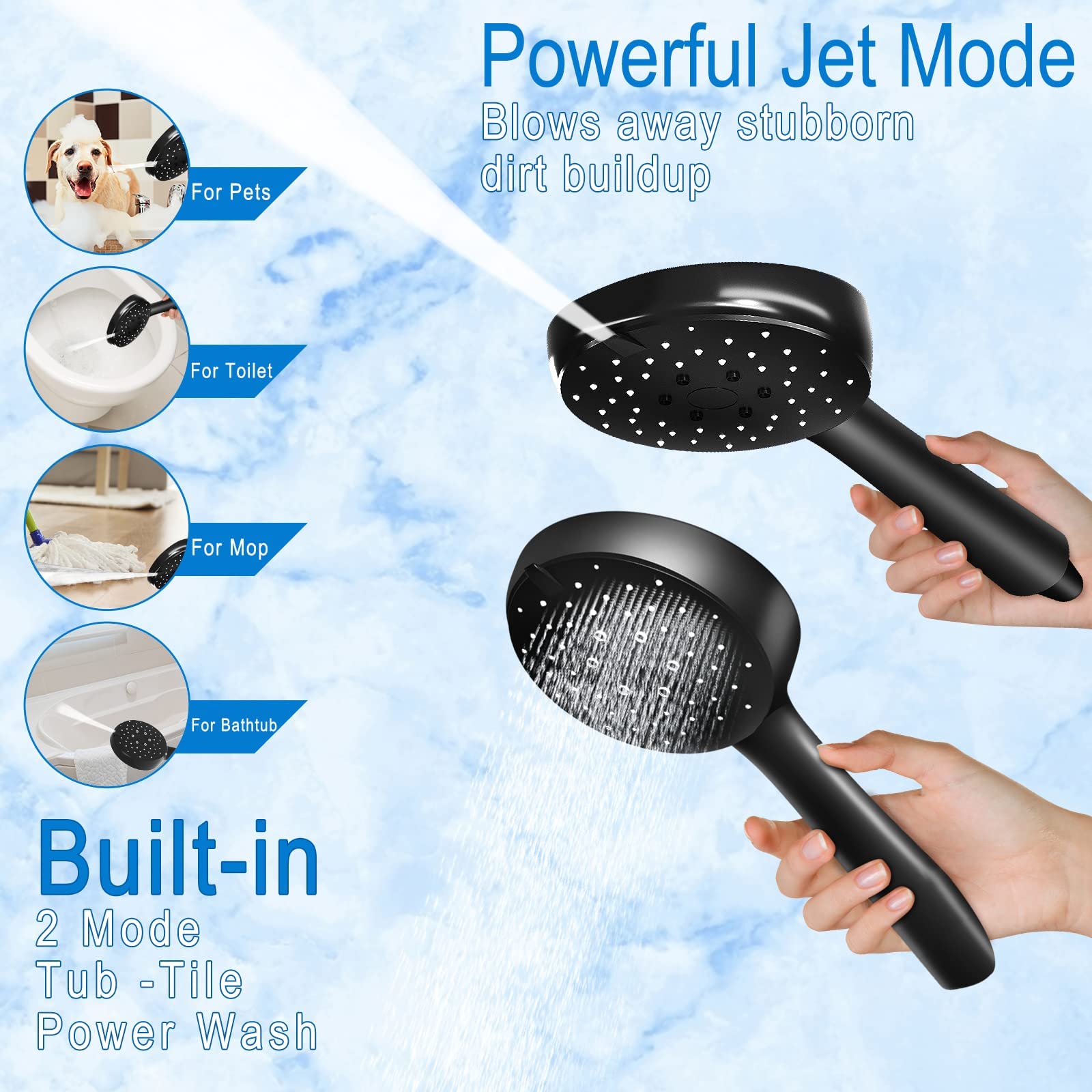 10" Rainfall Shower Head/Handheld Combo, Powerful Jet Modes, 11" Arm, 3 Spray Settings, Anti-leak with Holder/Hose, Height/Angle Adjustable