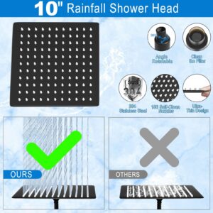 10" Rainfall Shower Head/Handheld Combo, Powerful Jet Modes, 11" Arm, 3 Spray Settings, Anti-leak with Holder/Hose, Height/Angle Adjustable