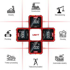 UNI-T Digital Angle Finder Magnetic Angle Cube Gauge LM320B, Rechargeable Digital Inclinometer Laser Level box, Woodworking Measurement Tool with LCD and Backlight