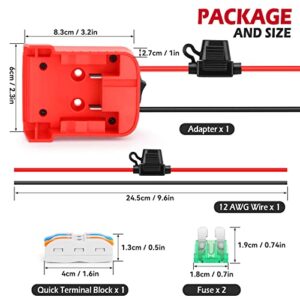 Ecarke 1 Pcs Upgrade for Power Wheels Adapter for Milwaukee M18 Battery 18v DIY Battery Dock Power Connector for RC Toy Car Truck 12 Gauge Robotic（with Wire Terminals & 30A Fuse & Switch）