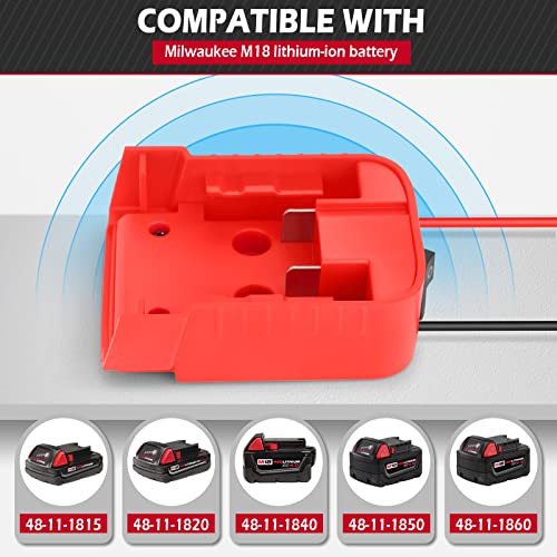 Ecarke 1 Pcs Upgrade for Power Wheels Adapter for Milwaukee M18 Battery 18v DIY Battery Dock Power Connector for RC Toy Car Truck 12 Gauge Robotic（with Wire Terminals & 30A Fuse & Switch）