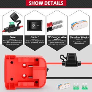 Ecarke 1 Pcs Upgrade for Power Wheels Adapter for Milwaukee M18 Battery 18v DIY Battery Dock Power Connector for RC Toy Car Truck 12 Gauge Robotic（with Wire Terminals & 30A Fuse & Switch）