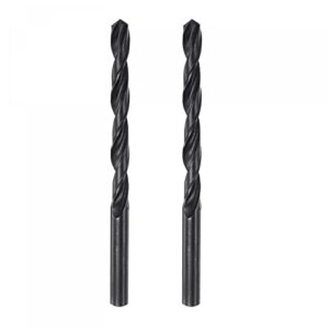 uxcell 6542 high speed steel straight shank twist jobber drill bit, fully ground black oxide drill bits 6.3mm drill diameter 100mm total length 2 pcs