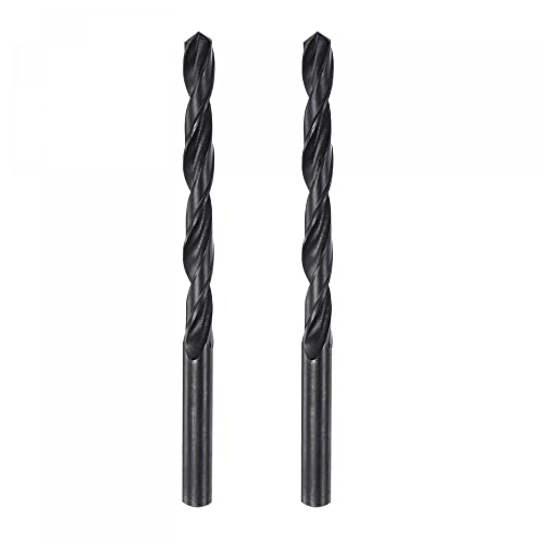 uxcell 6542 High Speed Steel Straight Shank Twist Jobber Drill Bit, Fully Ground Black Oxide Drill Bits 6.3mm Drill Diameter 100mm Total Length 2 Pcs