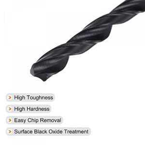 uxcell 6542 High Speed Steel Straight Shank Twist Jobber Drill Bit, Fully Ground Black Oxide Drill Bits 6.3mm Drill Diameter 100mm Total Length 2 Pcs