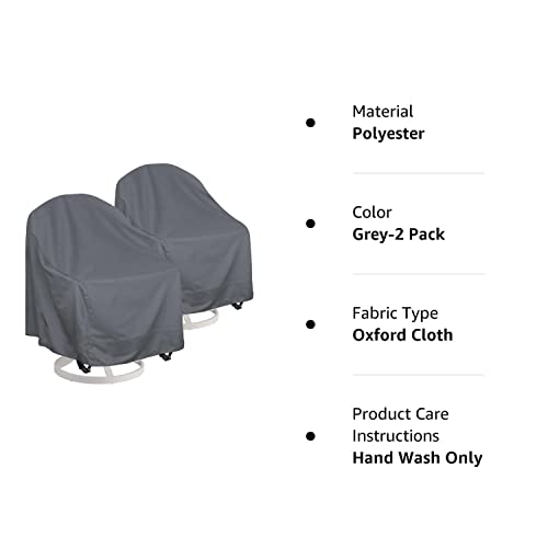 ZILOMI Outdoor Swivel Lounge Chair Cover 2 Pack, Fits Most Lawn Patio Chairs / Swivel Dining Chair (32'' Lx35'' Wx36'' H) ,480D Oxford Cloth Water-Resistant,Gray