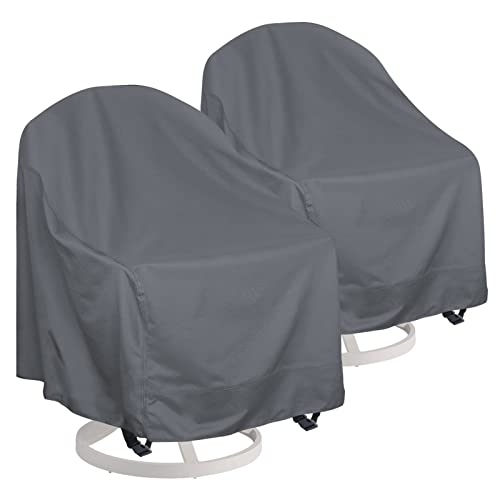 ZILOMI Outdoor Swivel Lounge Chair Cover 2 Pack, Fits Most Lawn Patio Chairs / Swivel Dining Chair (32'' Lx35'' Wx36'' H) ,480D Oxford Cloth Water-Resistant,Gray