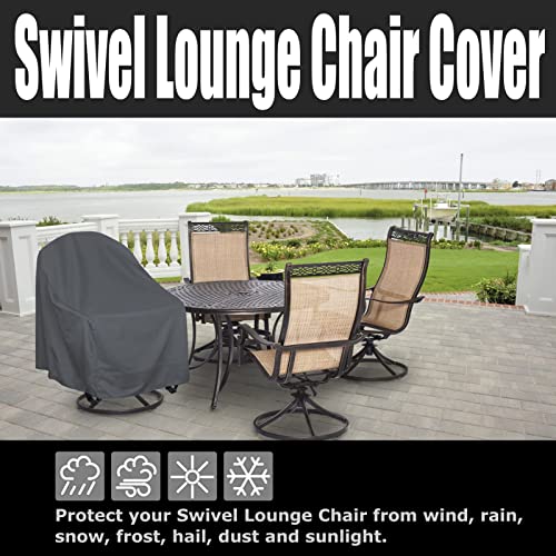 ZILOMI Outdoor Swivel Lounge Chair Cover 2 Pack, Fits Most Lawn Patio Chairs / Swivel Dining Chair (32'' Lx35'' Wx36'' H) ,480D Oxford Cloth Water-Resistant,Gray