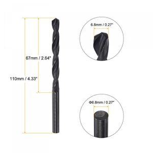 uxcell 6542 High Speed Steel Straight Shank Twist Jobber Drill Bit, Fully Ground Black Oxide Drill Bits 6.8mm Drill Diameter 110mm Total Length 1 Pcs