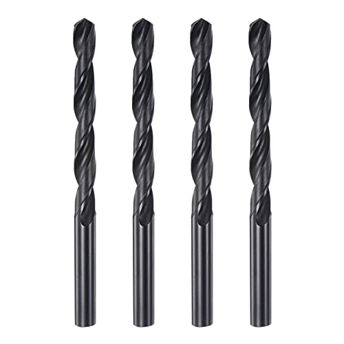 uxcell 6542 High Speed Steel Straight Shank Twist Jobber Drill Bit, Fully Ground Black Oxide Drill Bits 8.8mm Drill Diameter 123mm Total Length 4 Pcs