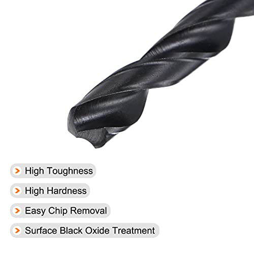 uxcell 6542 High Speed Steel Straight Shank Twist Jobber Drill Bit, Fully Ground Black Oxide Drill Bits 8.8mm Drill Diameter 123mm Total Length 4 Pcs