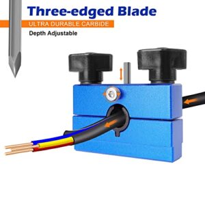 MakGrand Split Wire Stripper Machine, 6 Feed Wire Limiter Size From 6 AWG to 18 AWG, 2 Three-edged Carbide Blades