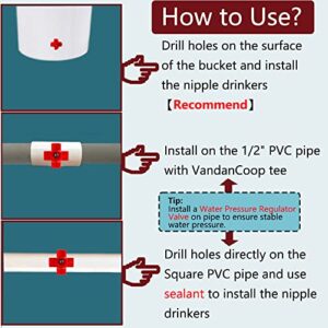 VandanCoop Horizontal Water Nipples Automatic Poultry Nipples for Chicken Waterer Kit Drinker with Drill Bit (10)