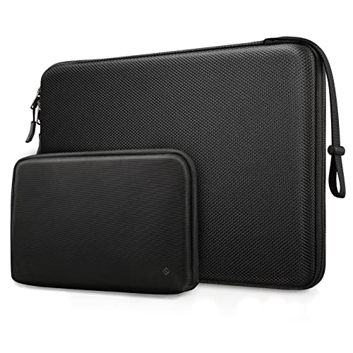 FINPAC Hard Laptop Sleeve with Accessory Pouch for 14-inch MacBook Pro M3/M2/M1 Pro/Max A2918 A2992 A2779 A2442 2023-2021, 13’’ MacBook Air/Pro, 13.5’’ Surface Laptop, Dell XPS 13, HP, Acer, Black