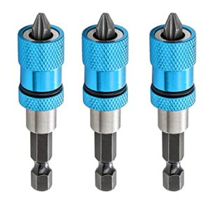 saipe 3pcs adjustable screw depth magnetic screwdriver bit holder 1/4" hex shank drywall screw bit holder screw tool with phillips 2 screw driver bits, blue