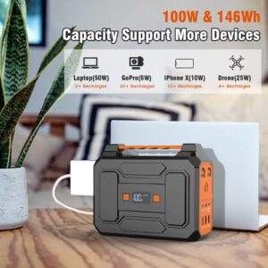 Mini Power Station 100W/146Wh and 65W/88.8Wh Portable AC Power Laptop Charger, ZeroKor Portable Power Station Bundle with AC Outlets for Home Use Camping RV Travel Emergency VanLife