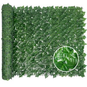 bybeton artificial ivy privacy fence - 40" x 120" uv-resistant green fake vines leaf grass wall - patio, balcony, garden, backyard decor