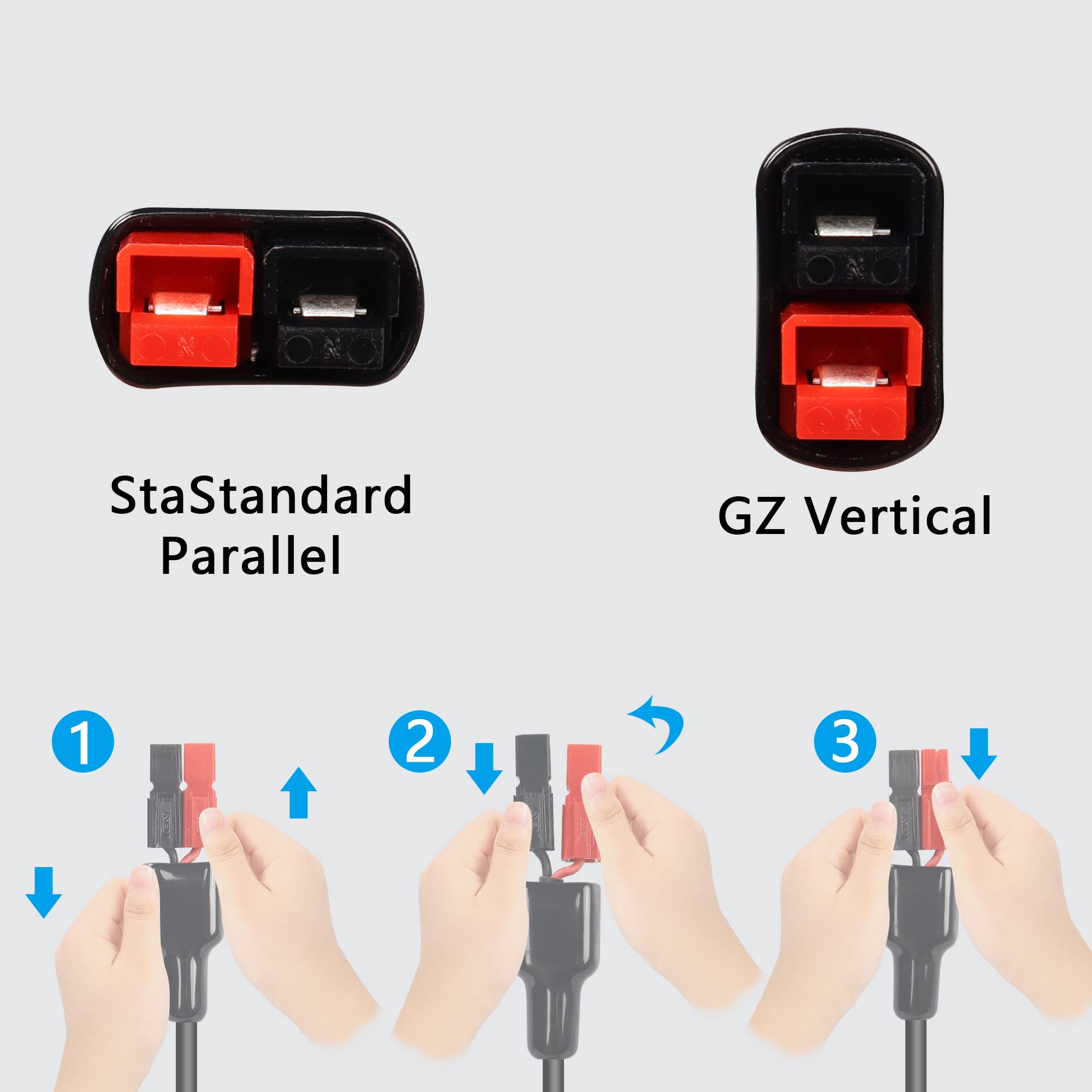 GINTOOYUN 2 Pack DC 8mm Cable with Solar Panel Connector 45A Solar Connector to 8mm DC7909 Female Connector Extension Cable 16AWG 30cm 1Ft