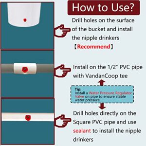 VandanCoop Horizontal Chicken Water Nipples Automatic Poultry Waterer Nipples Kit Drinker with Drill Bit(10)