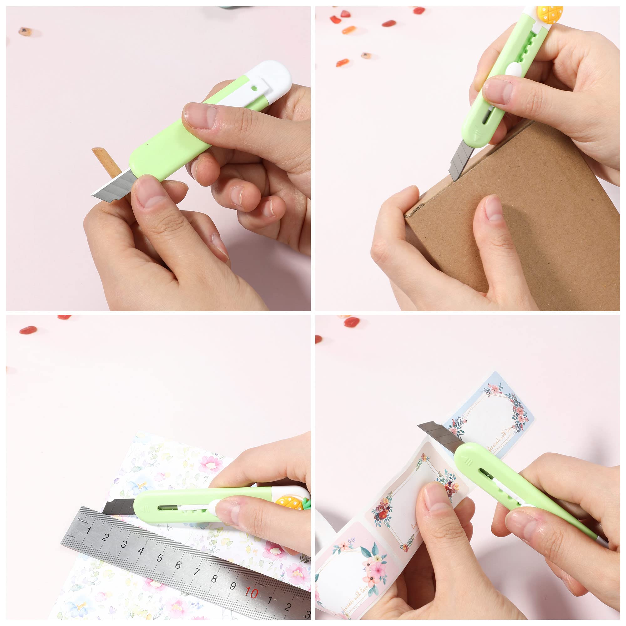 EBLLPA 5pcs Mini Utility Knife Cute Craft Touch Knife Mini Retractable Utility Knife Box Cutter Letter Opener Cartoon Utility Knife Cute Cat Paw Touch Art Knife for Cutting Cardboard Boxes Cartons