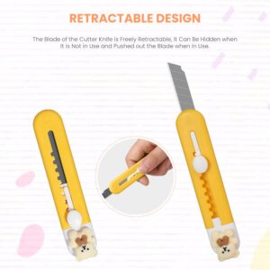 EBLLPA 5pcs Mini Utility Knife Cute Craft Touch Knife Mini Retractable Utility Knife Box Cutter Letter Opener Cartoon Utility Knife Cute Cat Paw Touch Art Knife for Cutting Cardboard Boxes Cartons