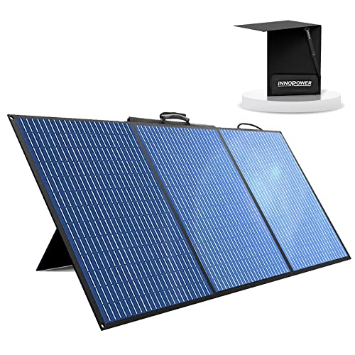 Innopower S100 2 in 1 Solar Panel Table, 100W Portable for Power Station with 20-70°Adjustable Kickstand, 15KG Bearing Foldable Splicable Table Camping RVs or Backyard Use