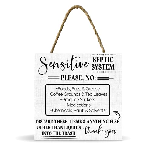 Sensitive Septic System Sign Great for Kitchen Sink Rental House Garage Cafe Bar Decor Sign Modern Farmhouse Decor Cute Wall Art Gift for Men and Women