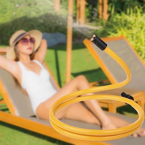 FUNJEE Flex Cobra Portable Mist Stand, Mist Sprinklers for Outdoor Cooling, Patio Misting System, Garden Cooling system, 6.2 FT (1, Yellow)