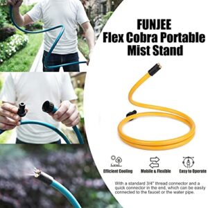 FUNJEE Flex Cobra Portable Mist Stand, Mist Sprinklers for Outdoor Cooling, Patio Misting System, Garden Cooling system, 6.2 FT (1, Yellow)