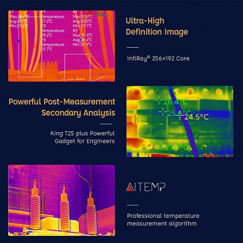 (Android Only) InfiRay T2S+ Thermal Camera, Android Type-C T2S Plus Infrared Camera for Smartphones, 256X192 IR Resolution,8 mm Macro Lens, -20°C~450°C Temp Range, Analysis Capability