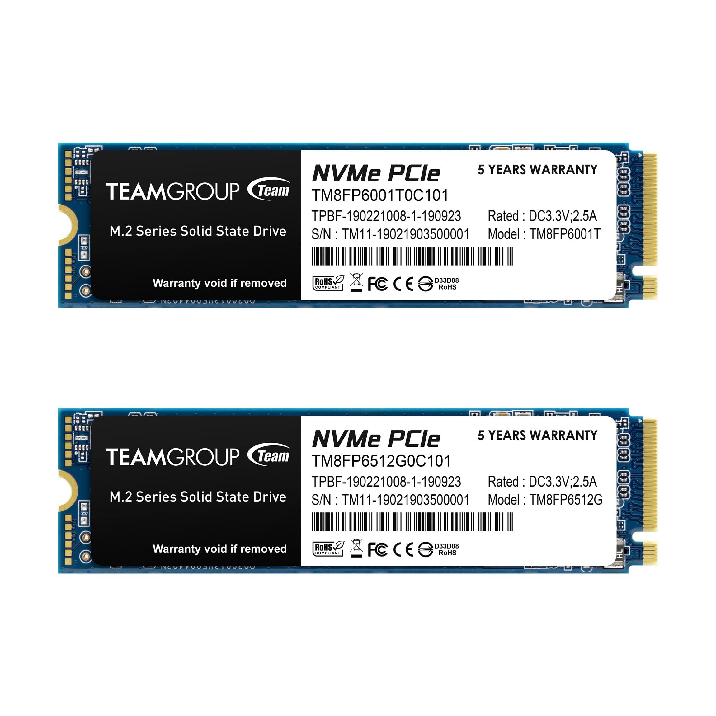 TEAMGROUP MP33 1TB 2 Pack SLC Cache 3D NAND TLC NVMe 1.3 PCIe Gen3x4 M.2 2280 Internal Solid State Drive SSD (Read/Write 1,800/1,500 MB/s) Compatible with Laptop & PC Desktop TM8FP6001T0C1P1