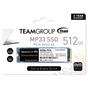 TEAMGROUP MP33 1TB 2 Pack SLC Cache 3D NAND TLC NVMe 1.3 PCIe Gen3x4 M.2 2280 Internal Solid State Drive SSD (Read/Write 1,800/1,500 MB/s) Compatible with Laptop & PC Desktop TM8FP6001T0C1P1