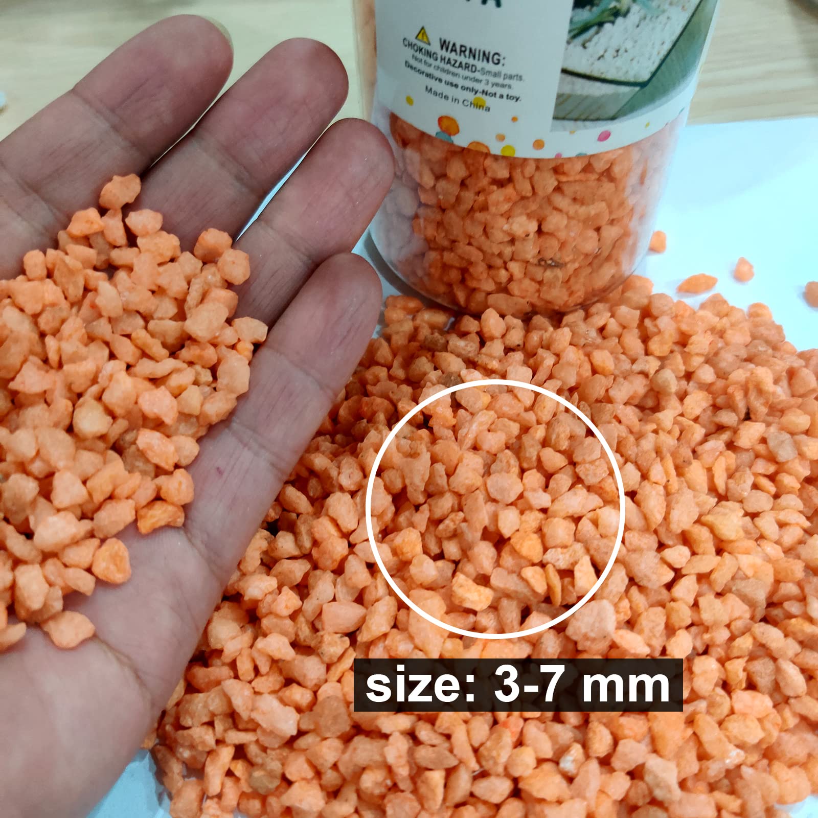 HappyFiller 1.6 LB Orange Gravels Decorative Terrarium 2-5mm Stones,Plants Topper Dressing,Bonsai Succulent Plants Soil Cover, Zen Fairy Garden,Grow Media Decor Cultivation Hydroponic Pebbles