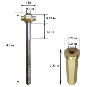 Filter Threaded Rod and Retainer Clamp, Clamp Ring Knob Assembly, Fits DEV/DEL, CV/CL Pool&Spa Filter, 3/16 7/32-24G Female