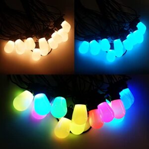 Smart Outdoor String Lights - 2700K Warm White IC+ RGB, Compatible with Alexa/Google Assistant, Dream Color String Lights, APP Remote, Patio Light, 2.4GHz WiFi