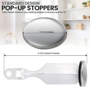 Calvana (2-Pack) Bathroom Sink Pop-Up Stoppers - with Brushed Nickel Finish - Fits Most Pop-Up stoppers Design 1-3/8” Cap Outer Diameter, 4-1/2 Overall Height - with 2 Mounting Holes and Gasket Seal