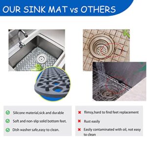 Striludo Silicone Sink Mat,Grey Sink Mat Kitchen Protector for bottom of Farmhouse Stainless Steel or Porcelain Bowl Sink,Rear Drain Kitchen Sink Protector (Grey,13.58 ''x 11.6 '')