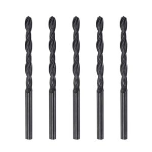 uxcell 6542 high speed steel straight shank twist jobber drill bit, fully ground black oxide drill bits 4.3mm drill diameter 75mm total length 5 pcs