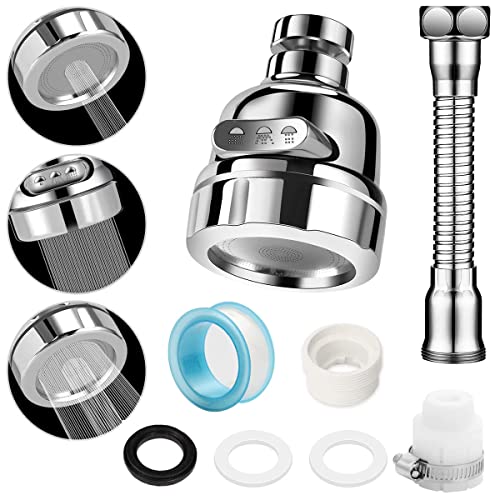 Faucet Extender for Kitchen Sink, Faucet Sprayer Attachment Kitchen Faucet Aerator Head 360° Rotatable Anti-Splash Faucet Nozzle Head Replacement Booster Shower and Water Saving Tap for Kitchen