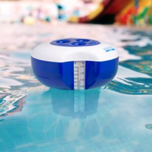 Aquatix Pro Pool Chlorine Floater Dispenser with Thermometer for 1 to 3 inch Tablets, Large & Durable Floating Dispenser for Spa, Hot Tub, Jacuzzi, In-ground & Above Ground Pools, Adjustable Flow Rate