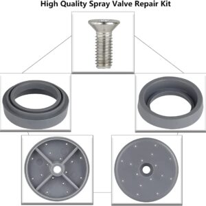 KANONEY 2 Pack Commercial Spray Valve Repair Kits for Commercial Sink Pre-Rinse Faucet Dish Sprayer Touch On Kitchen Sink Faucets 1.42 GPM Spray Face Bumper and Screw Repair Part, Grey